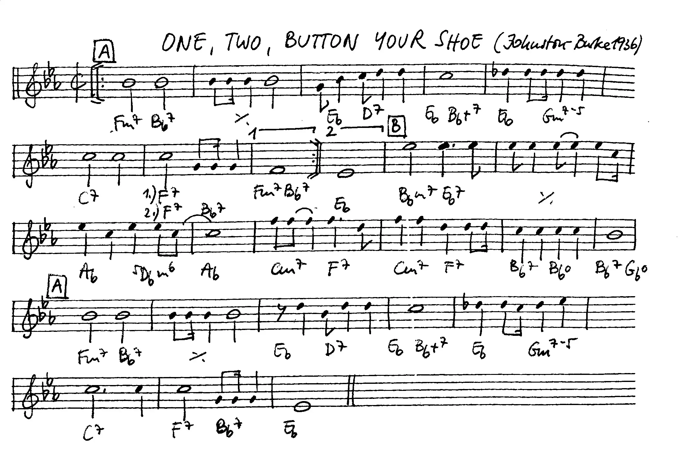 One-Two-Button Your Shoe Free Sheet Music (Sam H. Stept 1930s) | The ...