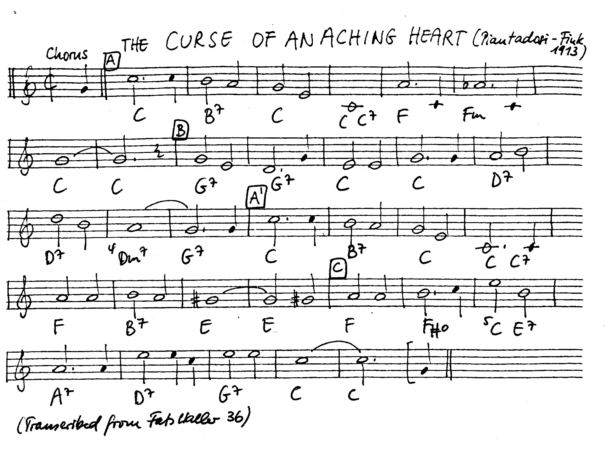 The Curse Of An Aching Heart Free Sheet Music (Piantadosi/Fink Ballad ...