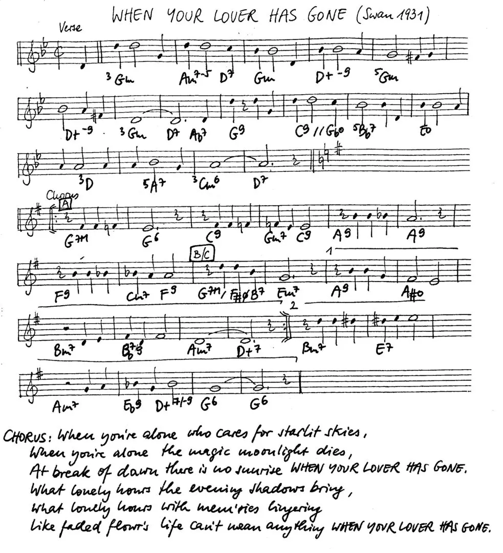 When Your Lover Has Gone Free Sheet Music (Einar Aaron Swan Standard ...